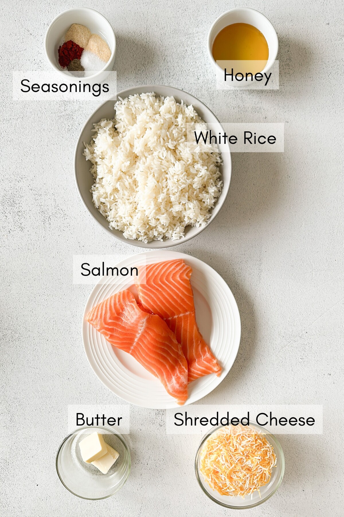 Cheesy Rice Cups (With Honey Glazed Salmon Bites) - Feeding Tiny Bellies